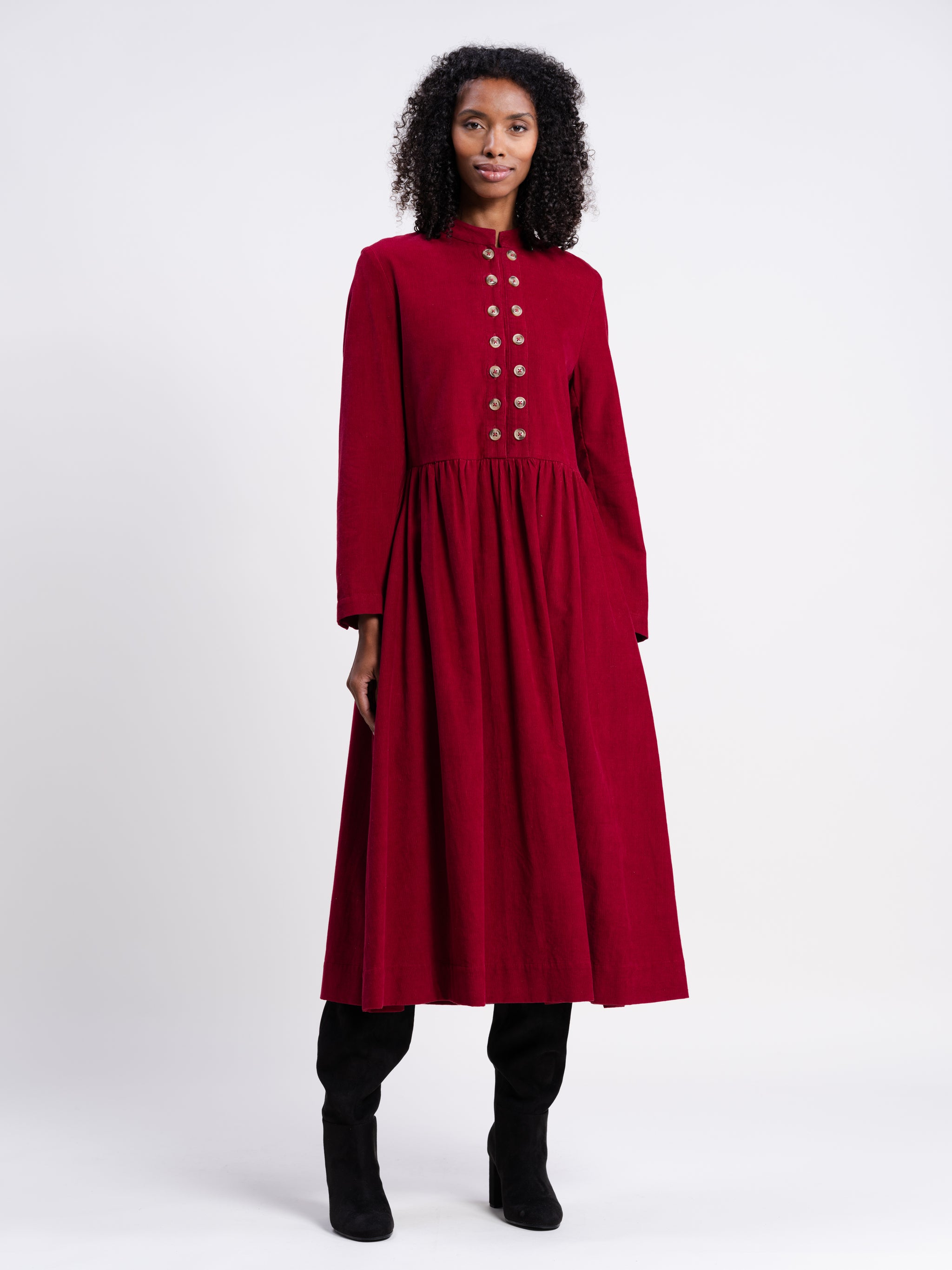 Kate Barton Women's Winter Edith Dress | Brown Heather Tartan | Moss ...