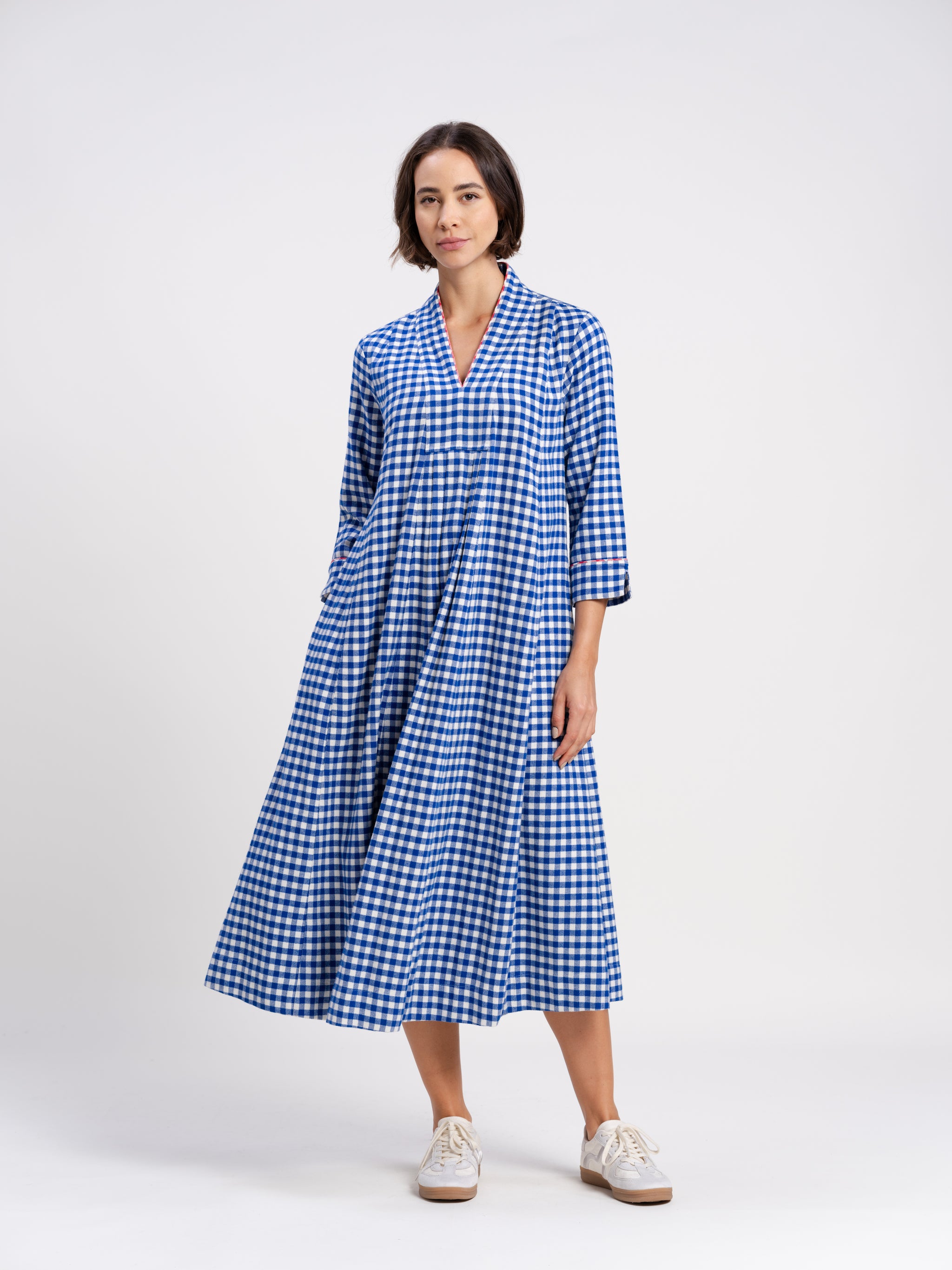 Kate Barton Women's Easy Winter Dress | Blue Gingham | Brown Heather ...