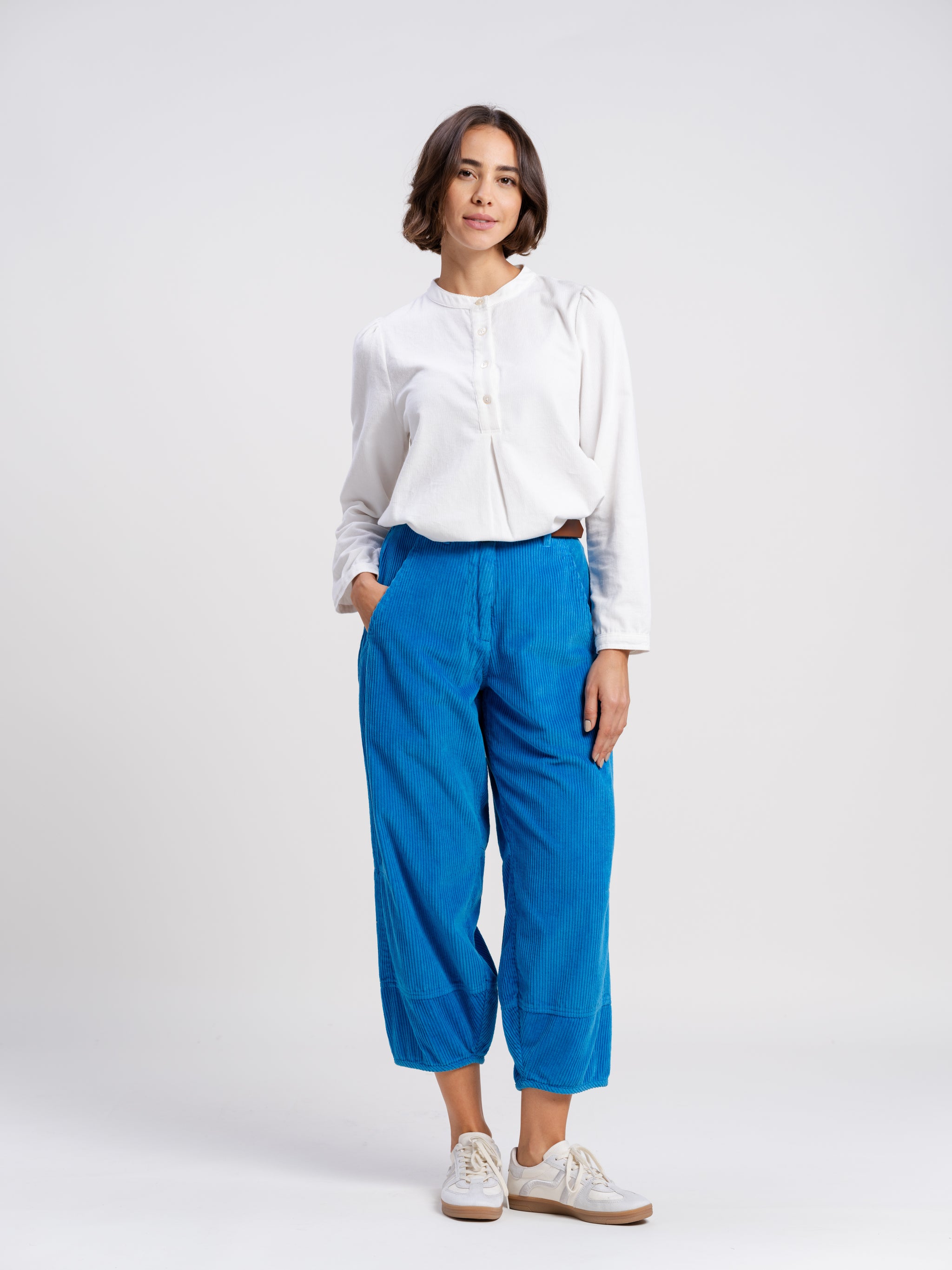 Kate Barton Women's Workwear Trousers | Blue Gingham | Brown Heather ...