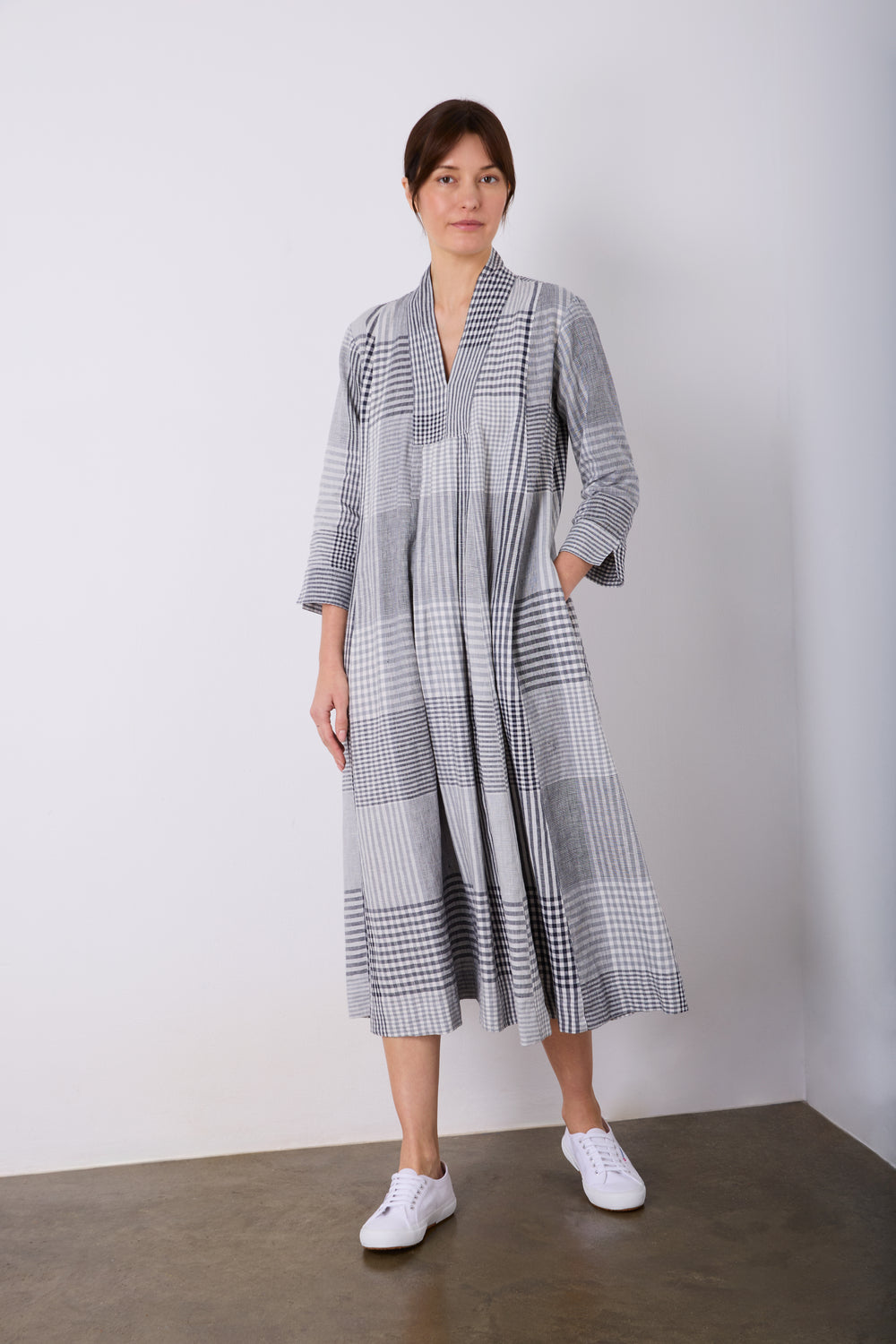 Kate Barton Women's Summer Dress | Blue/White | Dark Navy/White | Linen ...