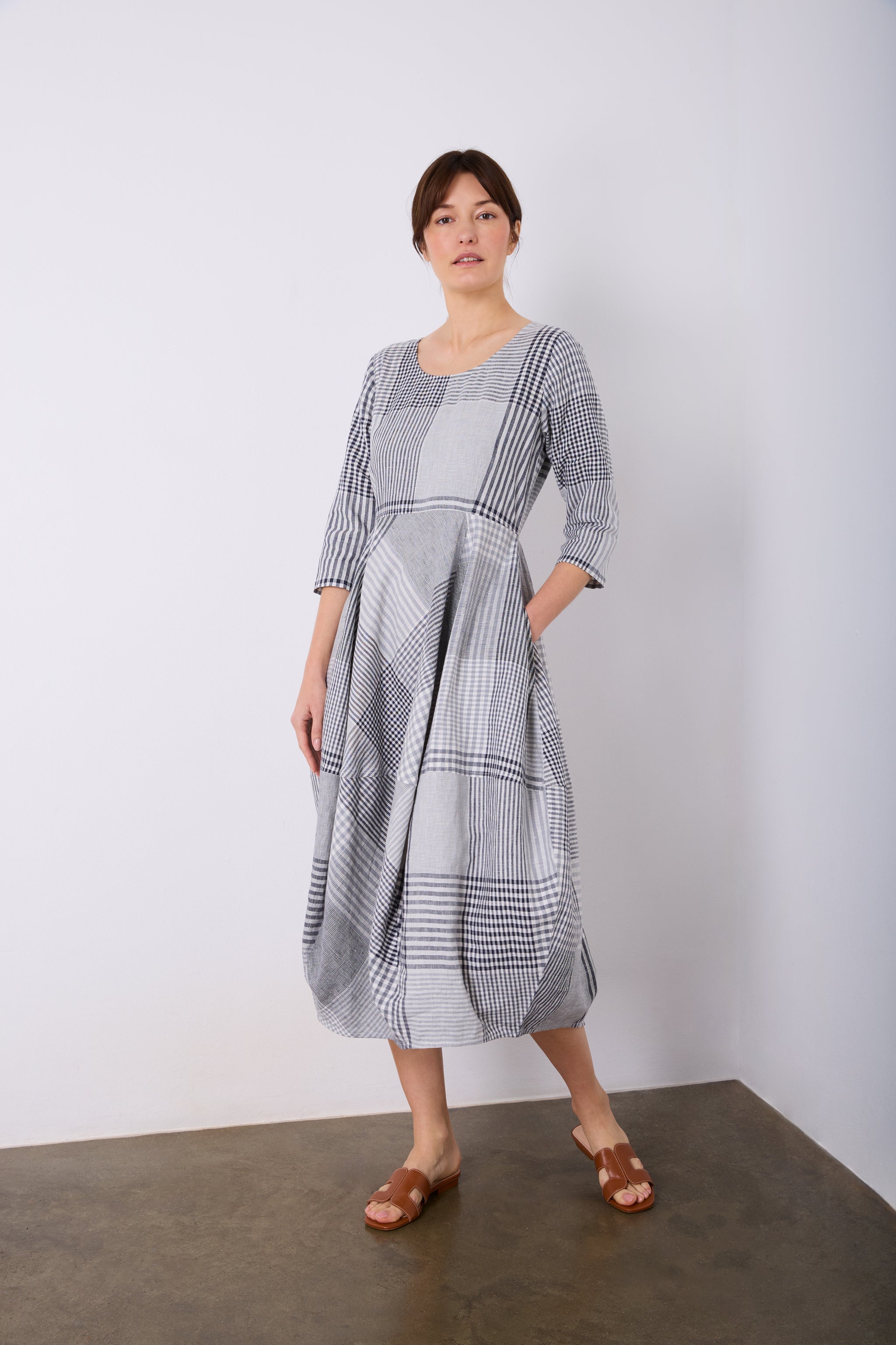 Kate Barton Women's Summer Dress | Dark Navy/White | Linen